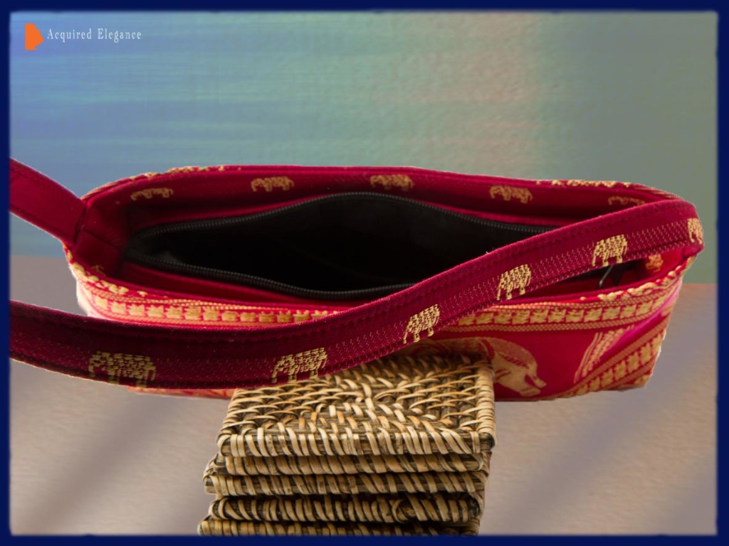 Asiatic Indian Purse in Red with Gold “embroidered” elephants. Handbags ...